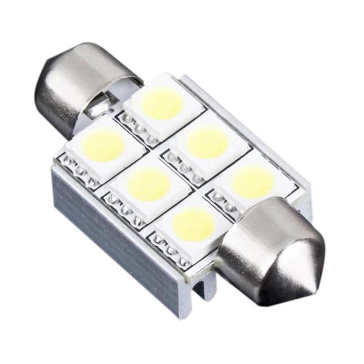36mm 6 SMD 5050 Pure White Dome Festoon CANBUS OBC Car 6 LED Light Bulb ...