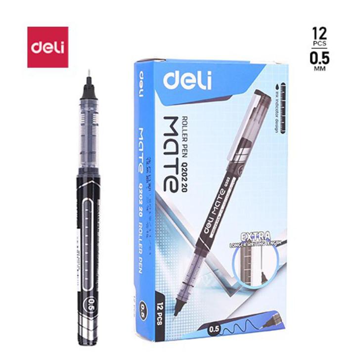 Deli EQ20220 Mate Roller Pen 0.5mm Black | Smooth Writing | Pack of 12 ...
