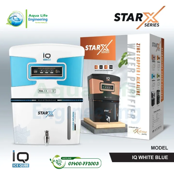 IQ Star X Series (White Blue) Water Purifier,RO+UF+Zinc+Copper+Alkaline ...