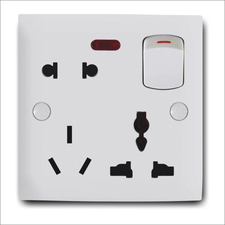 6 pin wall multi socket with Indicator 3 pin & 2 Pin With Switch ...