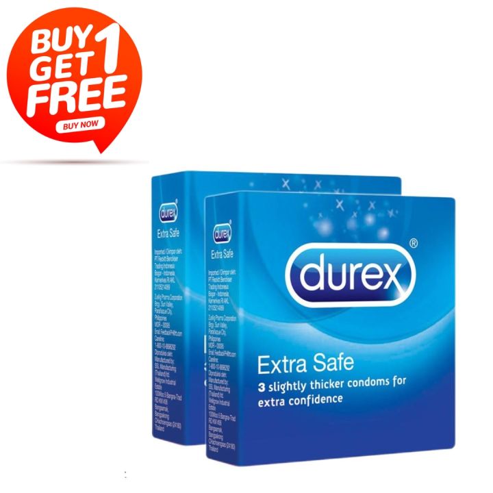 Durex - Extra Safe Buy 1 get 1 Free Condom - 2 Packs - 2x3 = 6pcs | Daraz.com.bd