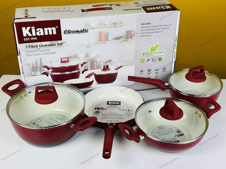 Kiam 7 Piece Ceramic Granite Non Stick Cookware Set- Induction Buttom ...