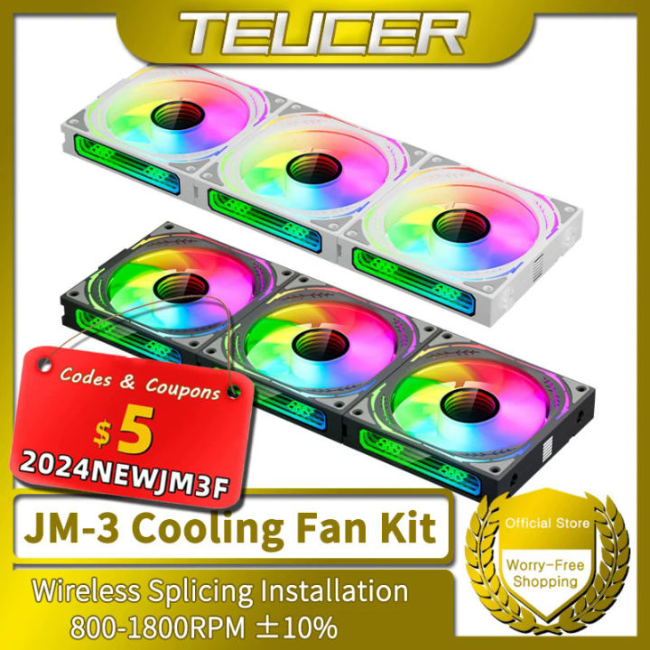 TEUCER JM-3 PC Cooling Fan Kit ARGB Mirror Cycle Light Effect 800 ...
