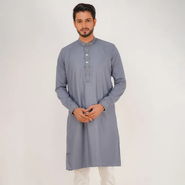RIG-MASTER Silver Cotton Panjabi For Men | Daraz.com.bd