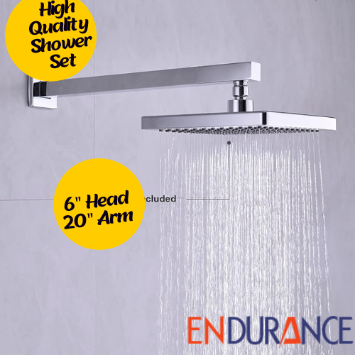 High Quality 6" Square Rain Shower Head and 20" Arm/Pipe Ceiling Shower ...