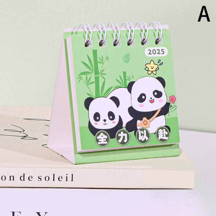 2025 Mini Cartoon Desk Calendar Cute Pandas Animals Portable Pocket ...