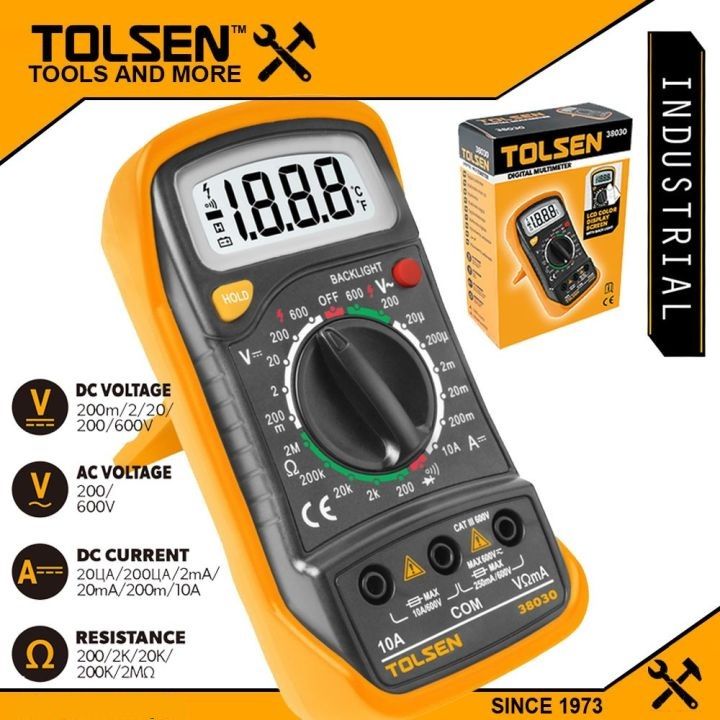 TOLSEN Digital Multimeter w/ LCD Color Screen (AC/DC) 38030 CE Approved ...