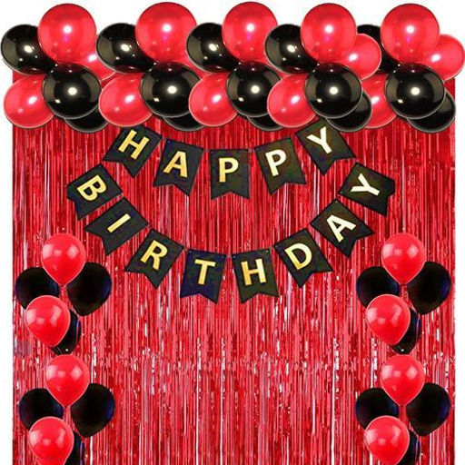 Full Package Balloons/Red & Black Colored Balloon Decoration Set/Red ...