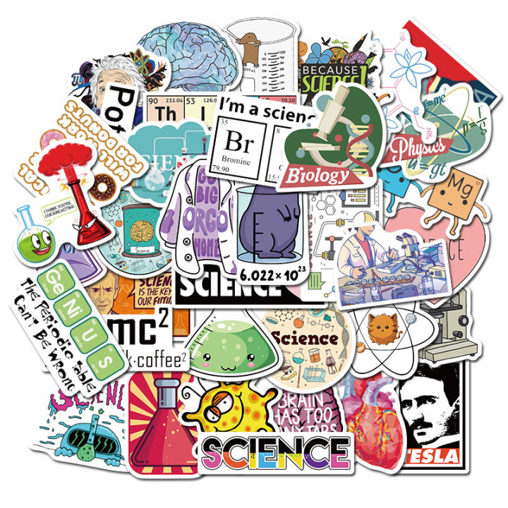 50 pieces of science lab series stickers, stationery, desks, books ...