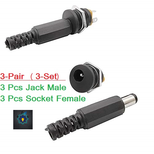 3Pair- 5V 12V 24V DC Jack Panel Mount Socket Female DC Power Jack 2.1mm ...