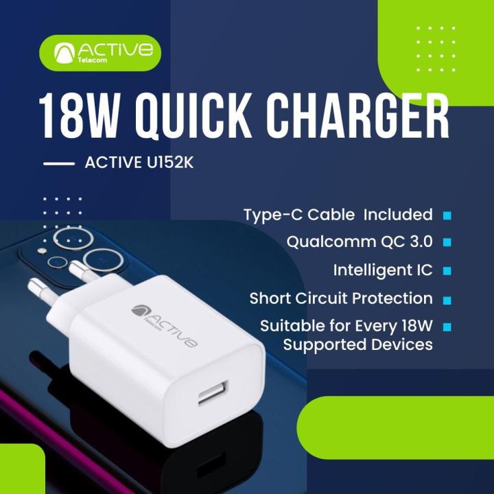 ACTIVE Quick Charger 18W Fast Charging Micro usb | Daraz.com.bd