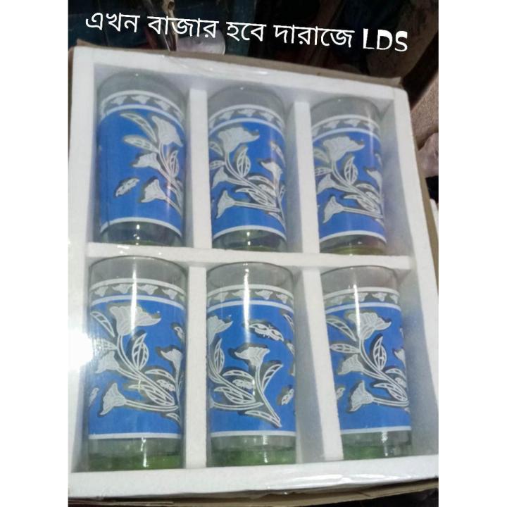 Glass Set Painted transparent water 6 pcs | Daraz.com.bd