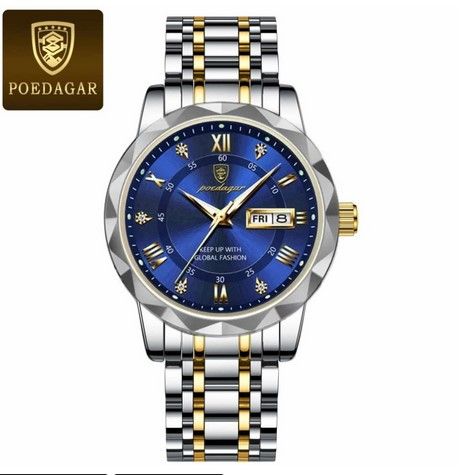 Poedagar Water Proof Watch Model-615 Silver Blue | Daraz.com.bd