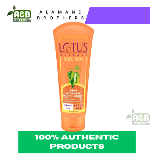 Lotus Safe Sun 3 in 1 Matte Look Daily Sunscreen SPF 40 PA+++ - 50GM ...