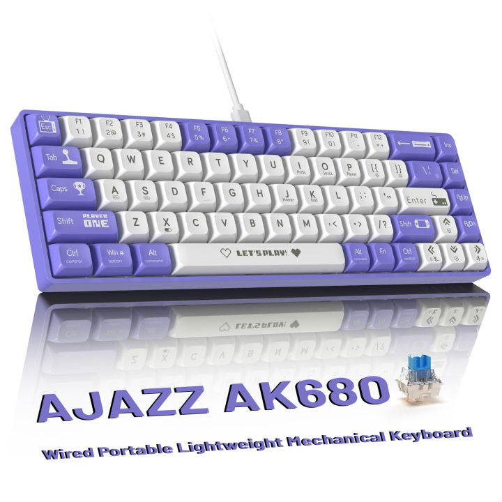 AJAZZ AK680 Wired Mechanical Keyboard 60% Compact Layout 68 Full-key ...