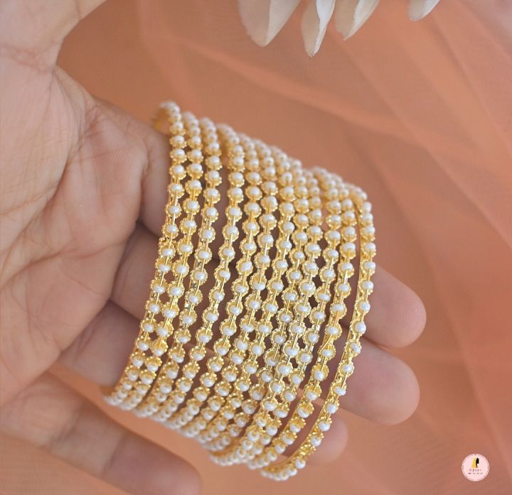 Indian best quality 12 pices churi with white pearl bangle for women ...