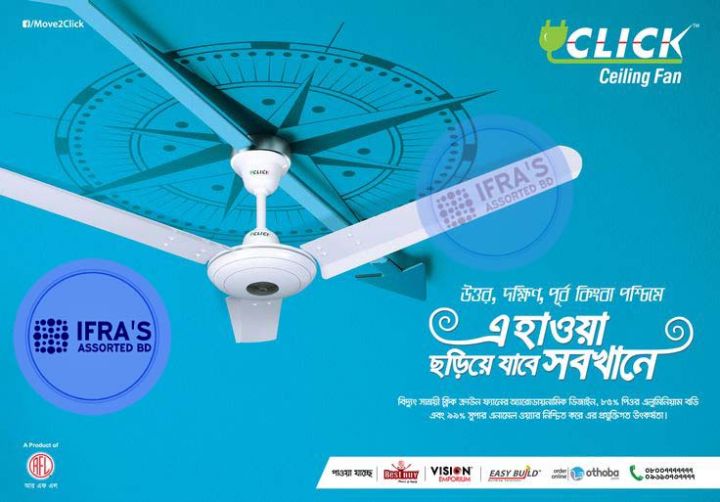 Original Click Ceiling Fan 56″ Off White (Warranty: 7 Years) | Daraz.com.bd