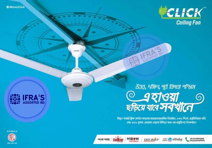 Original Click Ceiling Fan 56″ Off White (Warranty: 7 Years) | Daraz.com.bd