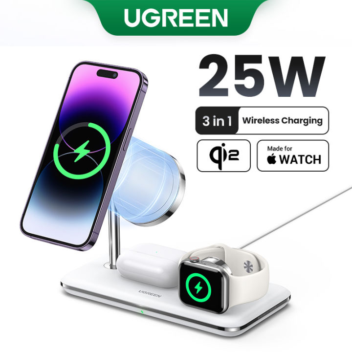 UGREEN MFi-Certified 25W 3-in-1 MagSafe Wireless Charging Station, 15W ...