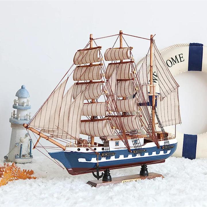 Wooden Figurines Sailing Ship Show Piece Miniatures Living Room Vintage ...