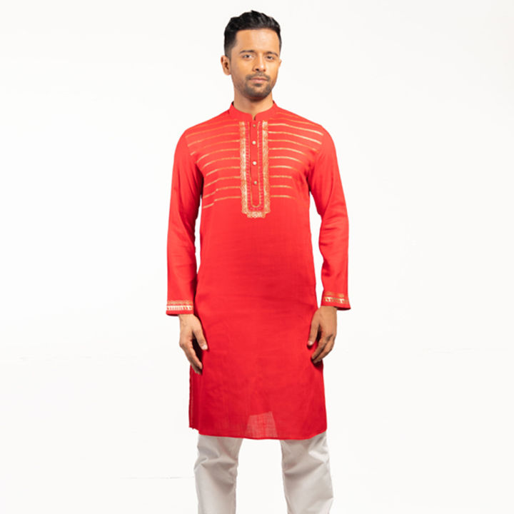 Kay Kraft Red Cotton Printed Panjabi Men'S Panjabi For Men | Daraz.com.bd