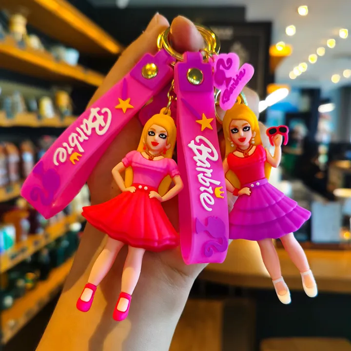 Cross-border explosion American retro pvc pink doll Barbie keychain ...