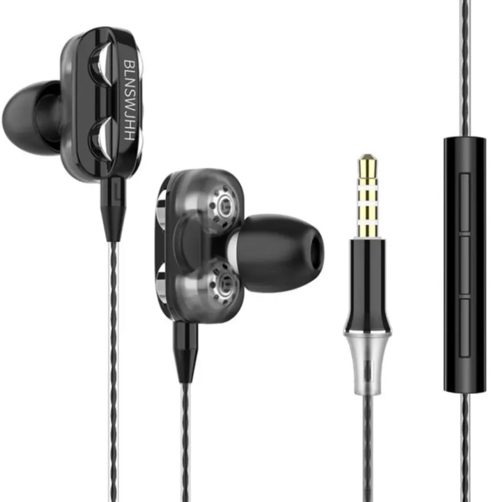 Dual Drivers Earphones Headphones With Mic And Volume Control 3.5mm ...