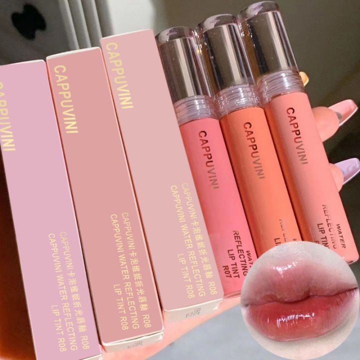 6Colors Cappuvini Refractive Mirror Water Lip Gloss Red Transparent Lip ...