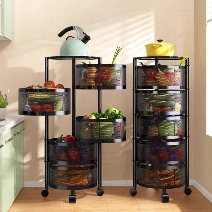 5 Layers Kitchen Rotating Shelf 360 Degree Baskets Fruit Vegetable ...
