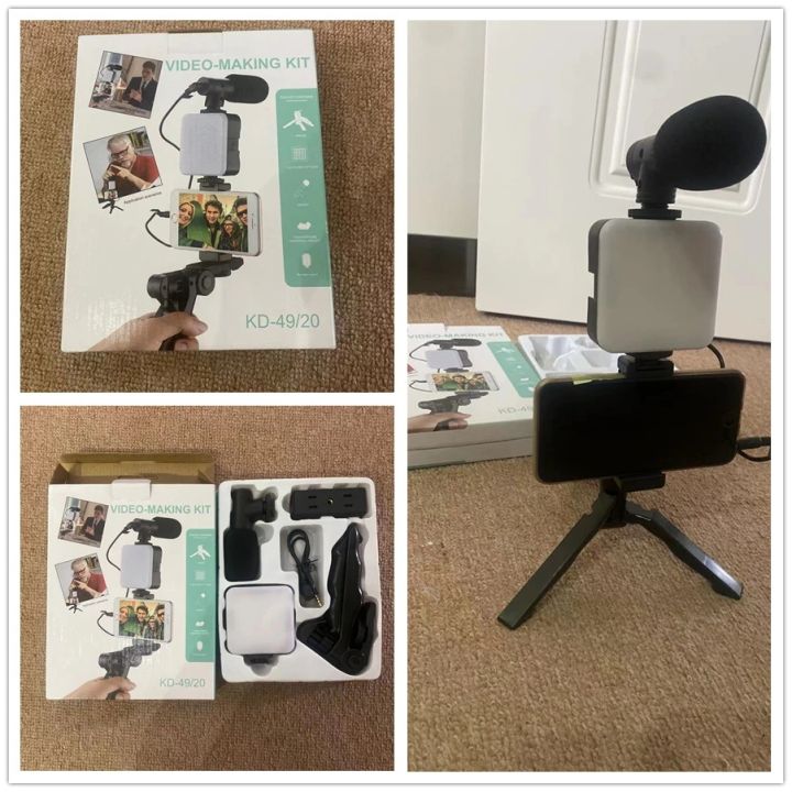 AY-49 Video Making Kit with Remote Control. Microphone, LED Light, Mini Tripod + Selfie Stand AY ...
