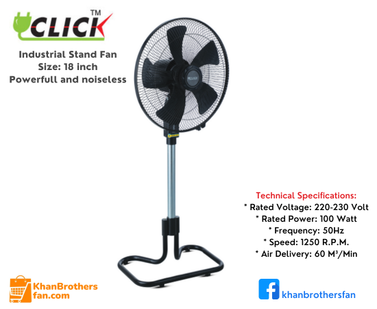 Click 18 inch Industrial Stand fan, Powerful And Silent Air. Click ...