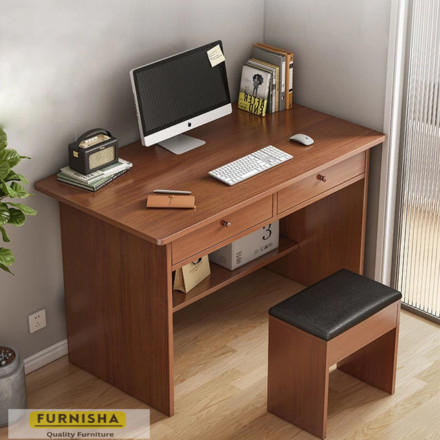 Study Table for Students with Sitting stool & 2 lock Drawers Storage ...
