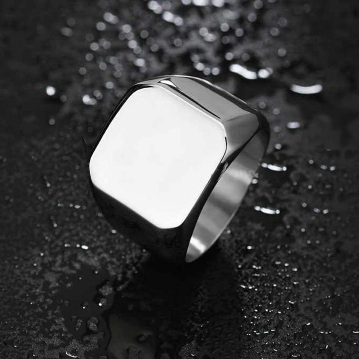 Best Titanium Steel Ring Square Silver-Stainless Steel - Ring For Men ...