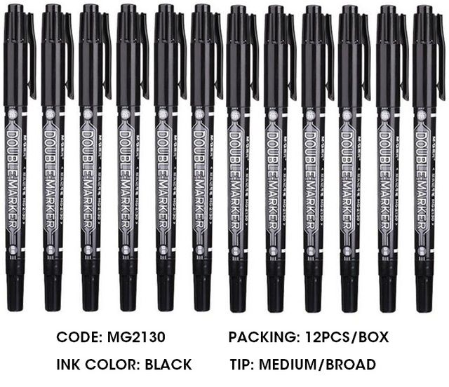 Dual Tip Waterproof Permanent Marker 12 Pcs BLACK | Daraz.com.bd