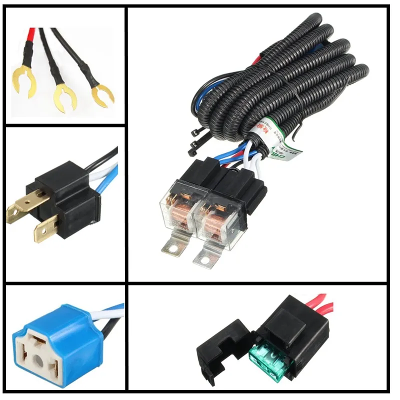 H4 Negative Switched LED Headlight Lamp Bulb Relay Wiring Harness Plug ...