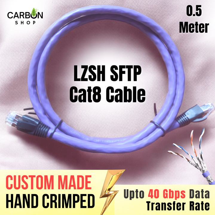 0.5 Meter Ethernet Cable Cat8 Cable 40Gbps 2000Mhz Pure Copper Internet Ethernet Network 23AWG ...