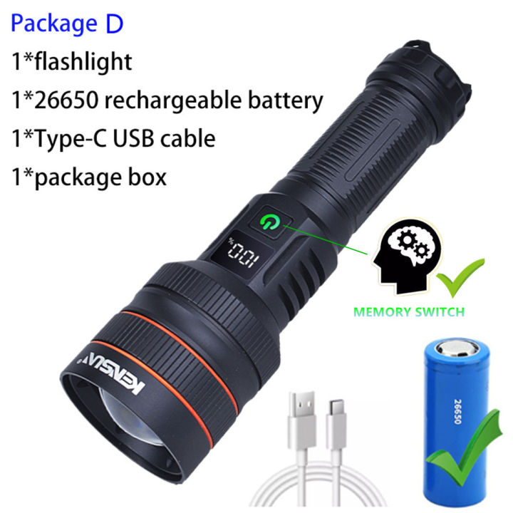 NEW Super Long Range LED Flashlight Type-C Charging Strong Light ...