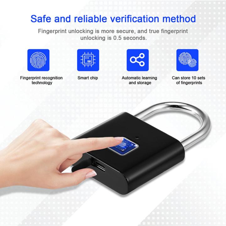 Mini Keyless Smart Security Lock Fingerprint Padlock For Cabinet Box ...