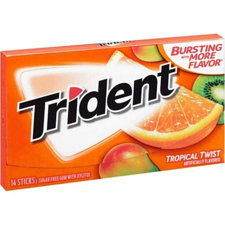 Trident Tropical Twist Flavor Sugar Free Chewing Gum - 14 sticks ...