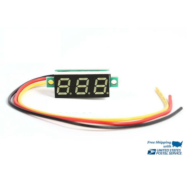 Lot 3 Mini Gauge Voltage Meter Voltmeter DC 0-100V 3 Wire LED Display ...
