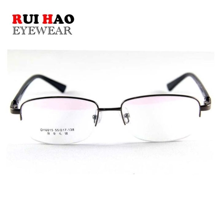 Grey Half Rimless Eyeglasses Frame Men Big Optical Glasses Frame ...