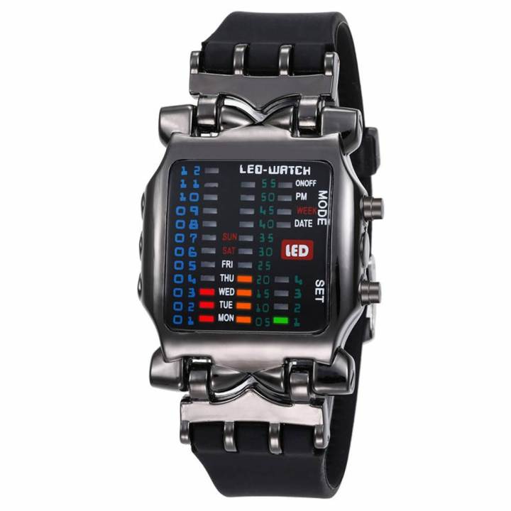 1Pc Man Binary Electronic WristWatches/ Drop Resistant Lantern Watch/ Student Fashion Sports LED ...