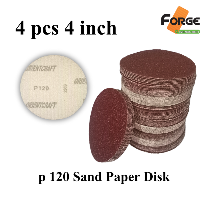 4 pcs 4 inch P-120 Grit Round sandpaper Disc Sand Sheets, Hook and Loop ...
