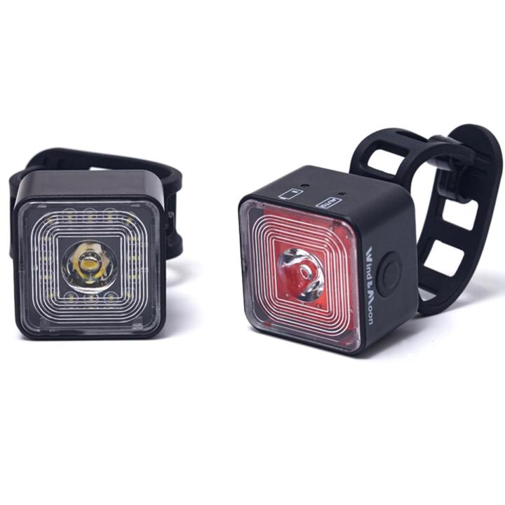 WIND&MOON 120 Lumen IP66 Waterproof Light Sets Headlight and Tail Light Sets for 5 Gear Mode ...