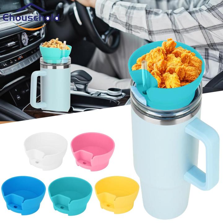 Snack Bowl Silicone Silicone Snack Bowl with Straw Hole Reusable ...