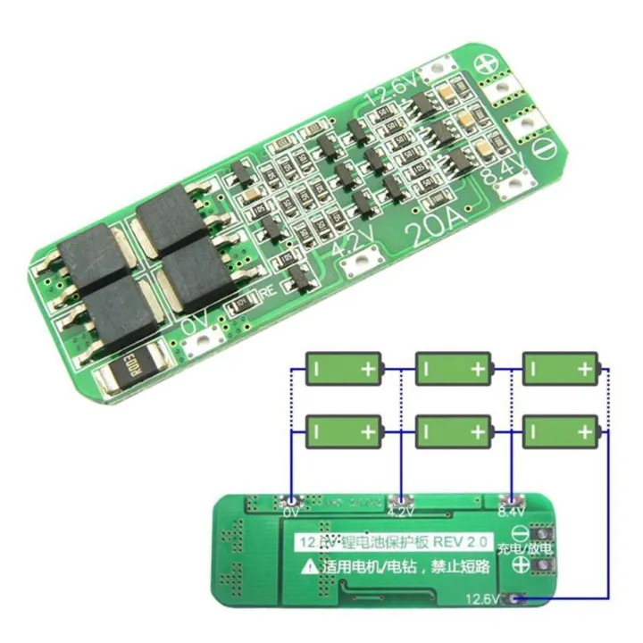 BMS 3S 20A 12.6V 3x18650 Li-ion Lithium Battery Charger PCB Protection ...