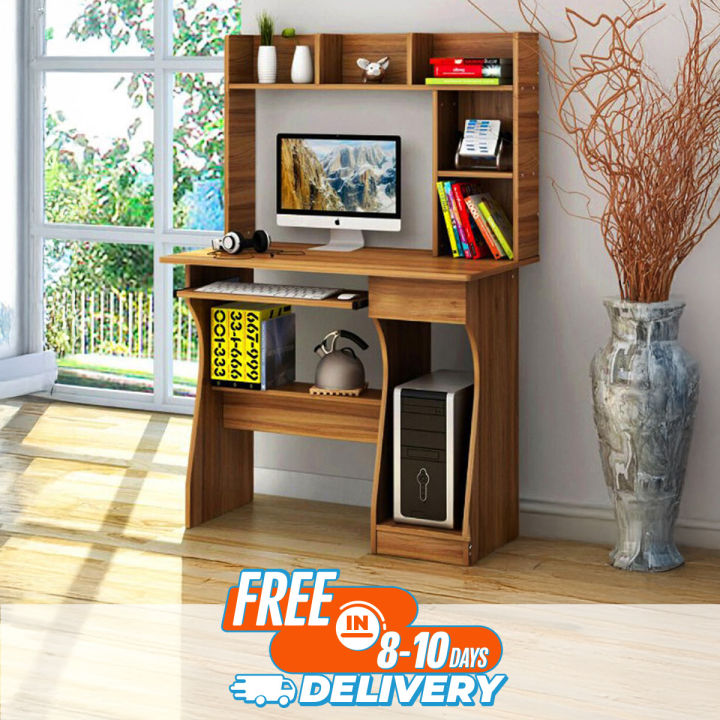 Alit Computer Desk with shelf keyboard tray & 1 locker Drawer computer ...