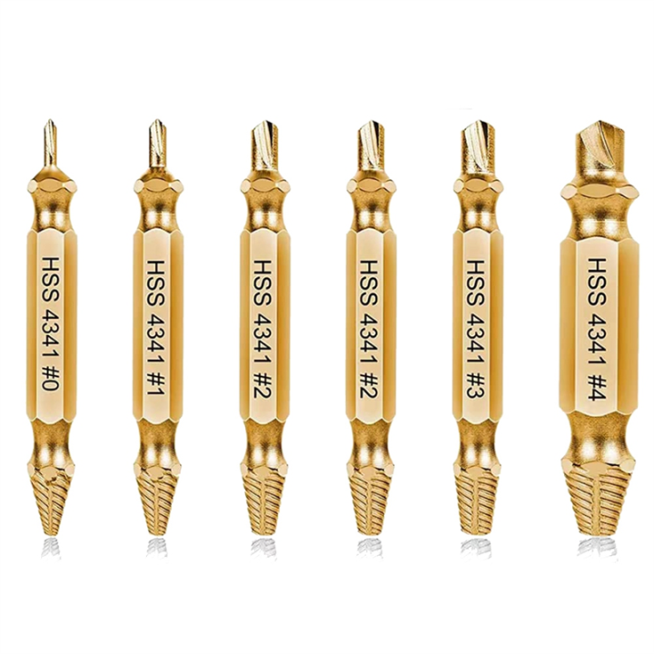 6PCS Stripped Screw Extractor Set for Easily and Quickly Remover Common ...