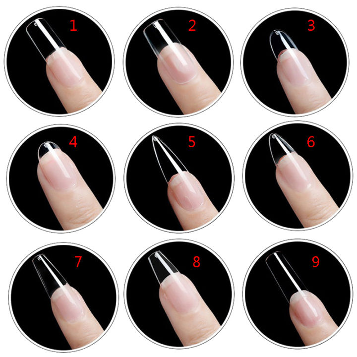 1 Box Transparent Coffin Fake Nails Clear Ballet Coffin Almond False ...