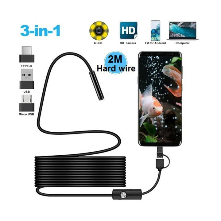 Android Endoscope Camera 3in1 Waterproof with Hard wire | Daraz.com.bd